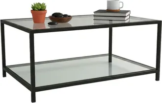 Dmora Wohnzimmertisch Diphda, Niedriger Wohnzimmertisch, Kaffeeregal, Couchtisch f&uuml;r Sofa, 90x60h40 cm, Taupe und Schwarz, mit verst&auml;rkter Verpackung