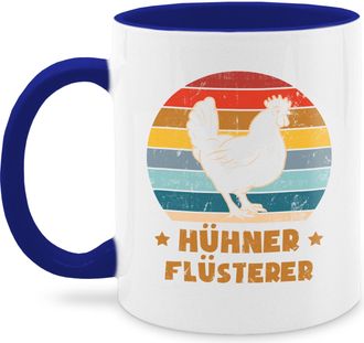 Shirtracer Tasse Tassen 325ml - Statement - H&uuml;hner Fl&uuml;sterer Vintage - 325 ml - Dunkelblau - mit h&uuml;hnern kaffetassen spr&uuml;che statements huhn haferl statement-tas