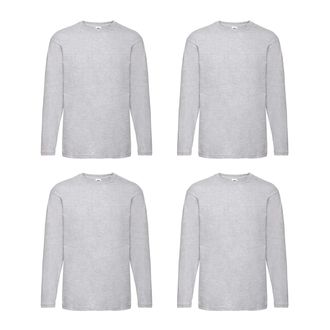 Fruit Of The Loom 4 T Shirt Longsleeve M L XL XXL Langarm Verschiedene Farbsets ausw&auml;hlbar (4XL, Grau)