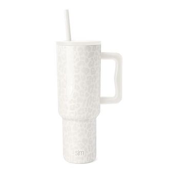 Simple Modern Thermobecher mit Strohhalm und Griff | Isolierter Edelstahl-Trinkbecher Eiskaffee-Reisebecher | Geschenke f&uuml;r Frauen und M&auml;nner | Trek | 1180ml | Crea