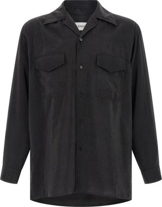 Christophe Lemaire Homme, Chemises, Noir, Taille: M Chemise &agrave; Col Convertible en Soie S&egrave;che