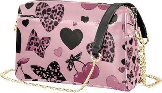 Mnsruu Sacs à bandoulière pour femme, imprimé léopard, coeur, cerise, sac à main en cuir