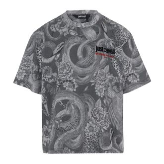 Just Cavalli Baumwoll-T-Shirt mit Logo-Print - - Tops - Herren - Mehrfarbig - S