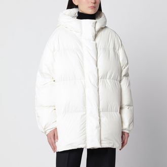 Herno Wei&szlig;e kurze Daunenjacke aus Nylon mit Kapuze