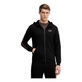 Emporio Armani Logo Series Kapuzen-Sweatshirt mit durchgehendem Rei&szlig;verschluss aus Baumwolle - - Sweatshirts & Hoodies - Herren - Schwarzk - 2XL
