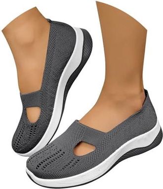 Generic Chaussures de marche confortables pour femme, baskets orthop&eacute;diques tiss&eacute;es l&eacute;g&egrave;res et respirantes avec semelle douce, soutien de la vo&ucirc;te plantaire c