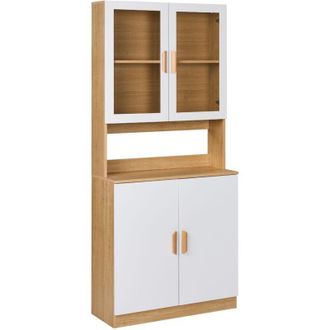 Beliani Beliani - Armoire Décorative avec Étagères et Cabinet Vitrine en Verre et mdf Blanc Cygnet