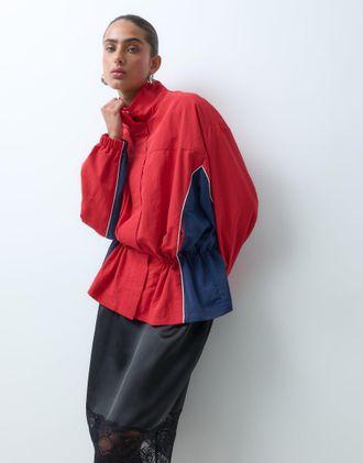 Asos taillierte Colour-Block-Jacke in Rot und Blau