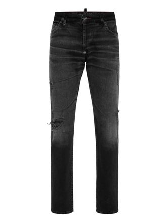 Philipp Plein jean &agrave; effet us&eacute; - Noir