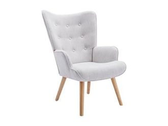 Vente-Unique Fauteuil en Tissu Gris Clair VATELY