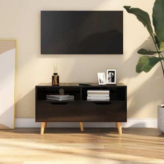 vidaXL Meuble tv Noir brillant 90x40x48,5 cm Agglom&eacute;r&eacute;