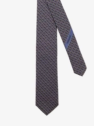 Ferragamo Mens Silk Tie Intreccio Brown Ties & Bow