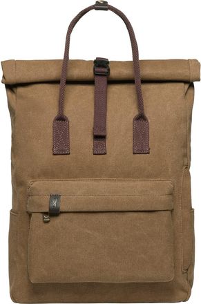KAUKKO Retro Canvas Rucksack Damen Herren Vintage Rollup Daypack Handtasche mit Laptopfach 12 Zoll für Arbeit, Schul, Ausflüge, Uni, 42cm, 16L, Khaki-K1047-2