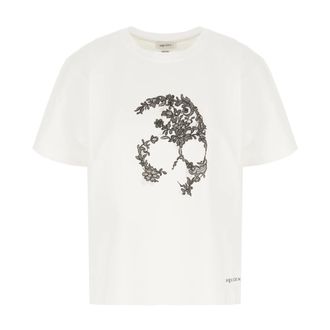 Alexander McQueen Lace Skull T-shirt - - Tops - Damen - Wei&szlig; - M