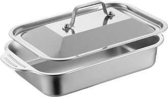 Generic Bakeware Stainless Steel Sheet - Heat-Resistant Tray with Handle and Lid for Cookiez, Bread, Pizza, Lasagna, Gratin, Oven, Home, Kitchen, Party, Cooki