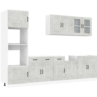 vidaXL Vidaxl - 7-tlg. K&uuml;chenschrank-Set Kalmar Betongrau Holzwerkstoff