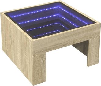 Generic Couchtisch mit Infinity-LED, Beistelltisch, Wohnzimmertisch, Kaffeetisch, Stubentisch, Sofatisch Modern für Wohnzimmer/Büro(Grau Sonoma 70x50x30 cm) (