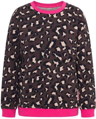 Ulla Popken Sweater Sweatshirt Leomuster Oversized Rundhals Langarm