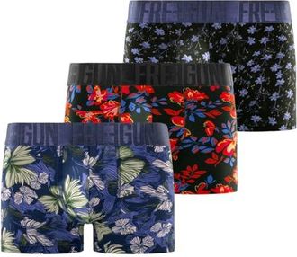 Freegun Boxer Homme, Cale&ccedil;on Homme Fleurs, Doux & Respirant (Lot de 3), Rouge Taille S