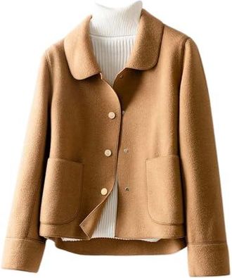 Generic Vestes pour femmes, manteau court de couleur unie, coupe ajust&eacute;e, veste polyvalente en laine m&eacute;lang&eacute;e pour lautomne et lhiver 2026, kaki, L