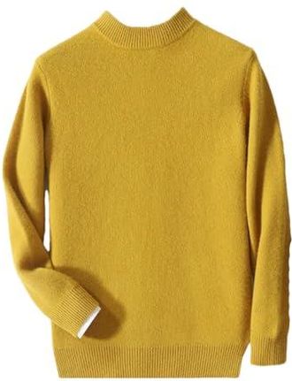 Generic Pull &agrave; col roul&eacute; pour homme - 100 % laine - Super &eacute;pais - Pull froid n&eacute;cessaire, jaune moutarde, L