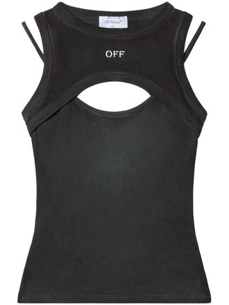 Off-white Geripptes Tanktop mit Cut-Outs - Grau