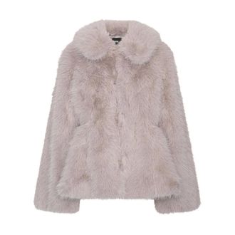 Rotate Rotate Birger Christensen - Veste &eacute;vas&eacute;e en fausse fourrure - Femme - Vestes - Gris - Taille: 38 FR