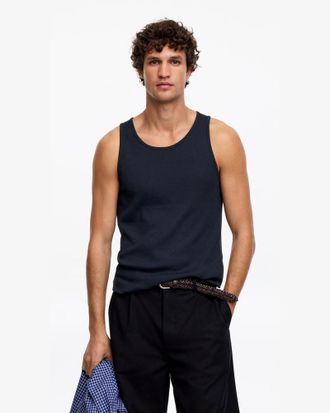 Arket Geripptes Tanktop -Blau