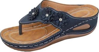 Generic Pantoufles pour femme avec d&eacute;cor floral, motif oblique et bouche de poisson, chaussures dhiver pour femme, Marine, 39 EU