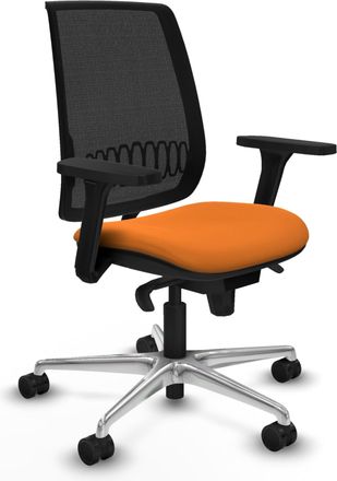 Piqueras y Crespo Alares Computerstuhl mit 3D-Armen, h&ouml;henverstellbare Lendenwirbelst&uuml;tze, ausgestattet mit 5 Positionen und injiziertem Schaumstoff, Schwarz/Orange