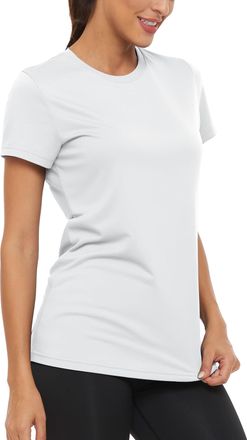 KEFITEVD Sportshirt Damen Kurzarm Atmungsaktiv Trainingshirt Yoga Top Short Sleeve Casual Running T-Shirt Wei&szlig; 2XL