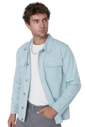 Trendyol Trendyol Mens Herren Regular Basic Plain Denim Jacke Coat, Mint, L