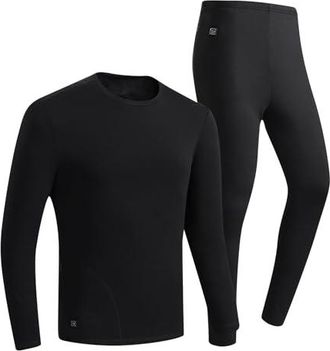 Generic Pyjama Homme Hiver Pyjama Polaire Homme sous-V&ecirc;tements &Eacute;pais R&eacute;chauffants Rapides Ensemble Automne Pantalon + Haut pour Temp&eacute;ratures Basses