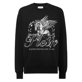 Philipp Plein Homme, Sweatshirts et sweats &agrave; capuche, Noir, Taille: 2XL SweaT-shirt Col Rond LS Racing Club