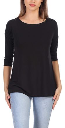 Merry Style Langes Oberteil Shirt mit Spitze MS10-319 (Schwarz, XS)