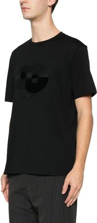 Emporio Armani Homme, Tops, Noir, Taille: L T-shirt en jersey avec broderie optique