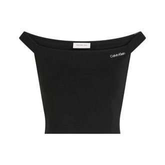 Calvin Klein Jeans Logo Bardot Milano Top - - Tops - Damen - Schwarzk - S