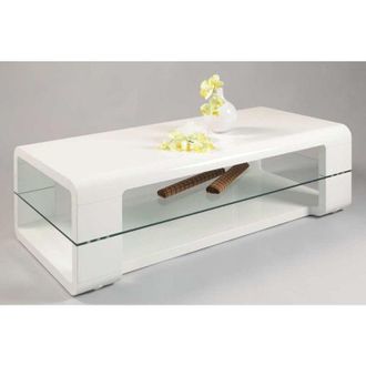 PEGANE Pegane - Table basse justine coloris Blanc haute brillance, 1200 x 600 x 400 mm