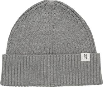 Marc O'Polo Mütze aus einem Baumwollrippstrick mit Label-Aufnäher in
