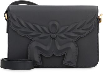 MCM Womens Himmel Leather Crossbody Bag Black Calfskin Shoulder