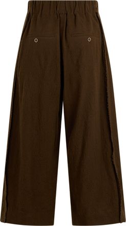 Uma Wang Womens Wide-Leg Trousers Dark Olive Wool Virgin