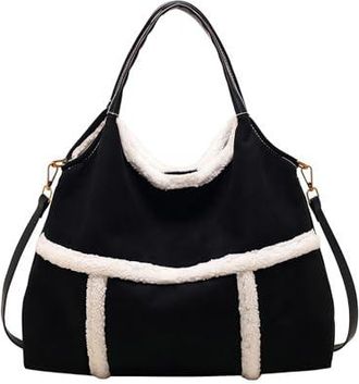 Generic Sac fourre-tout en daim pour femme avec doublure en fausse laine dagneau - Style vintage - Grande capacit&eacute; - Sac &agrave; bandouli&egrave;re Sherpa - Sac &agrave; main ten