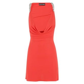 DAVID KOMA Kristallklaue Detail Cowl Neck Mini Kleid - - Dresses - Damen - Orange - S