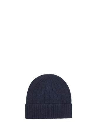 Polo Ralph Lauren Womens Beanie Cable-Knit Wool And Cashmere Blue Hat