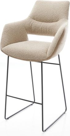 DELIFE Barstuhl Yago-Flex Materialmix Mikrofaser Schlamm / Boucl&eacute; Schlamm Kufengestell Metall Schwarz Taschenfederkern, Barst&uuml;hle