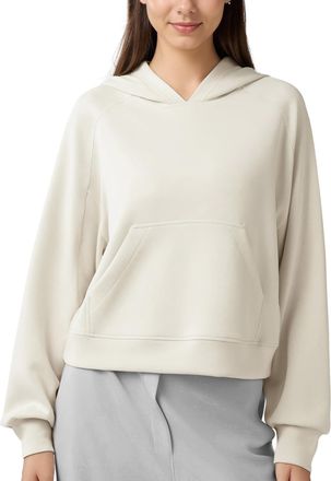 Yvette Sports Damen Hoodie Oversize Pullover mit Kapuze Herbst Winter Sport Langarm Sweatshirt,Wei&szlig;,L