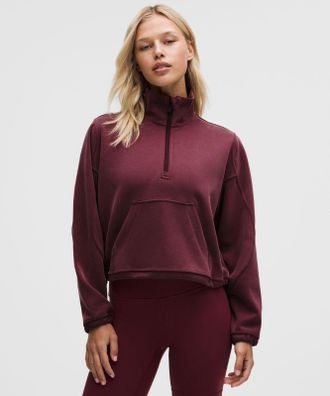 lululemon Geb&uuml;rstetes Top aus Softstreme mit halblangem Rei&szlig;verschluss f&uuml;r Frauen - Gr&ouml;&szlig;e 12 in Burgundy Bay