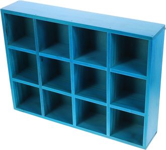 Cabilock Vintage Wandregal F&auml;cher Holz Wandboard Aufbewahrung f&uuml;r Statuetten und Kleine Dekorationen Wandmontierbar und Freistehend Mediterranes Design in Blau
