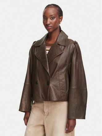 Max Mara Lederjacke Felino 2625446051 Dunkelbraun Regular Fit
