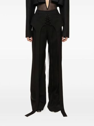 Nissa exaggerated hips lace-up trousers - Schwarz